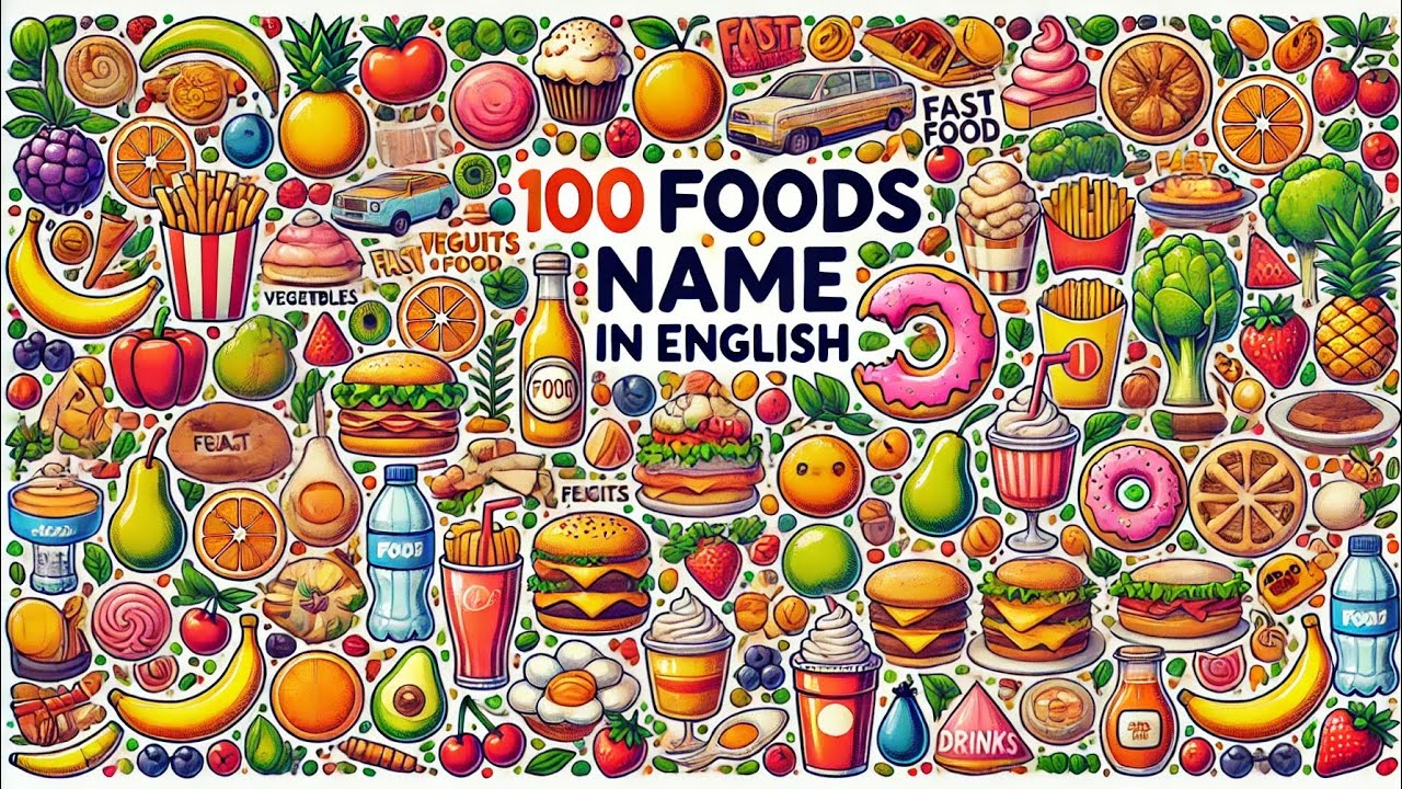 Foods Vocabulary || 100 Foods Name in English with Pictures || Name of ...