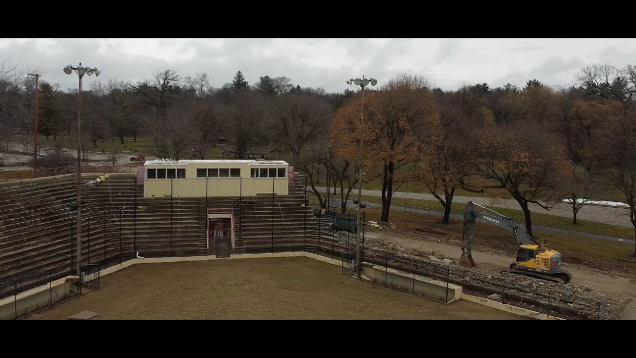 Currie Stadium Tear Down Drone Views Daily progress. Midland, MI 1-6 ...