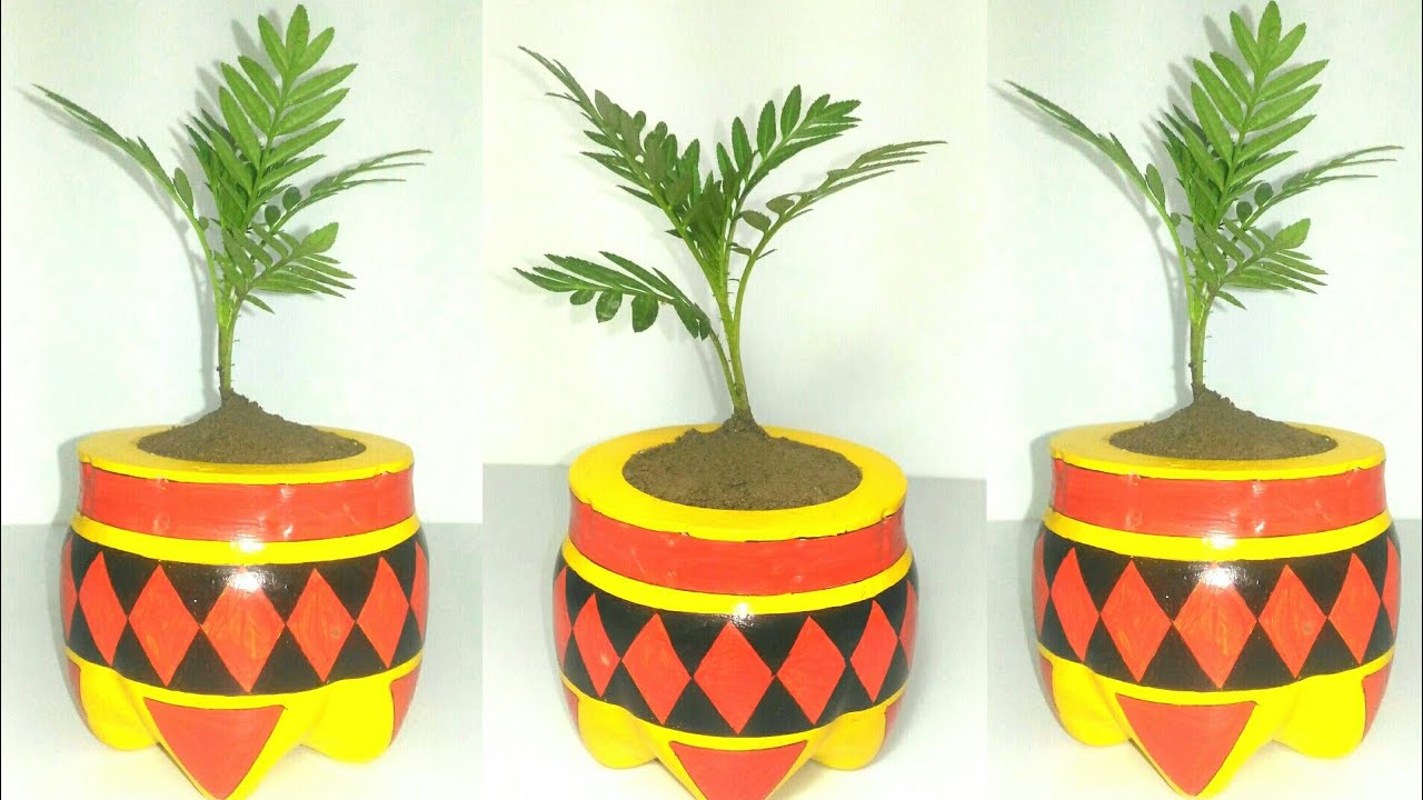 colorful tree pot | how to make indoor flower pot | art world India ...