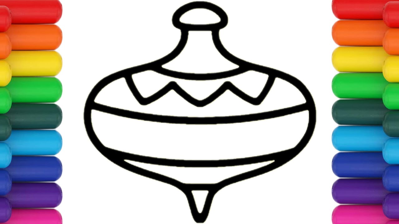 how to draw and colour a spin top | spin top drawing for kids | easy ...