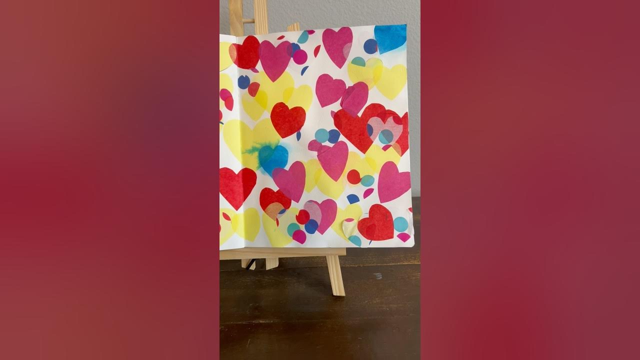 Easy Tissue Paper Heart Collage - YouTube