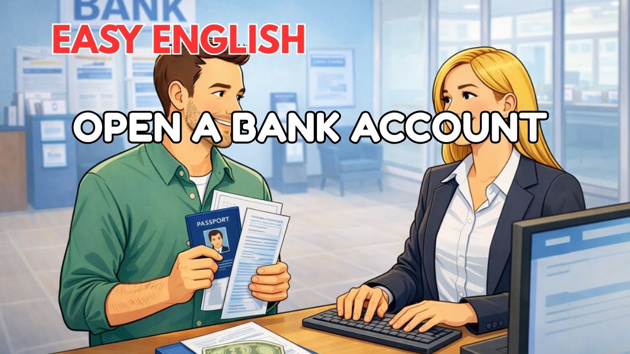 How to Open a Bank Account in English Beginner | Easy English ...