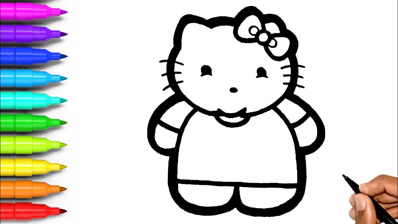 Fat Hello Kitty Drawing and Coloring for Kids Toddlers | How to Draw a ...