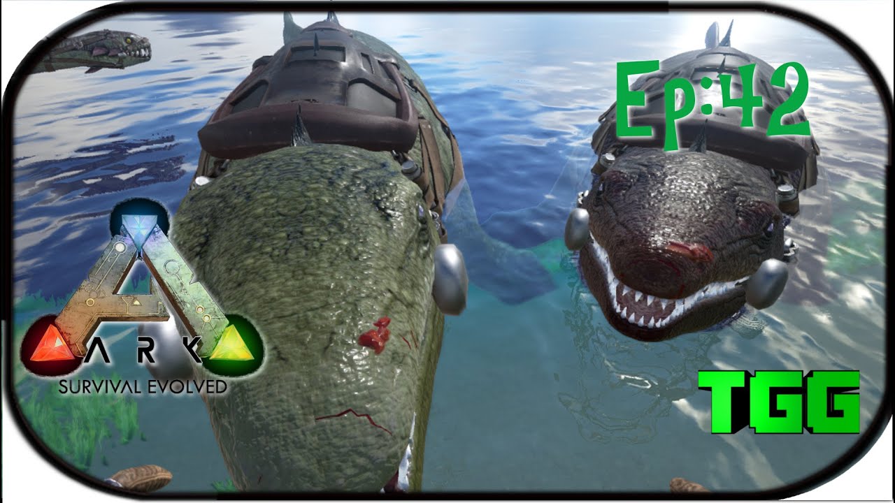 Ark: Survival Evolved Ep:42 Mosasaurus Tames and Club Smashing - YouTube