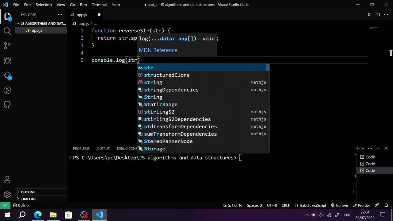 Reverse a String Algorithm using JS - YouTube