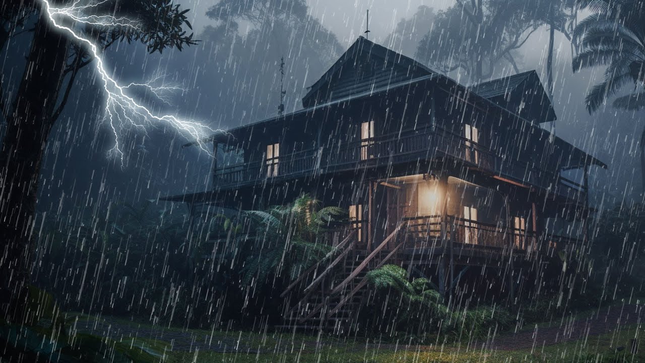 Heavy rain and thunder - Rain sounds on roof for sleeping - White noise ...