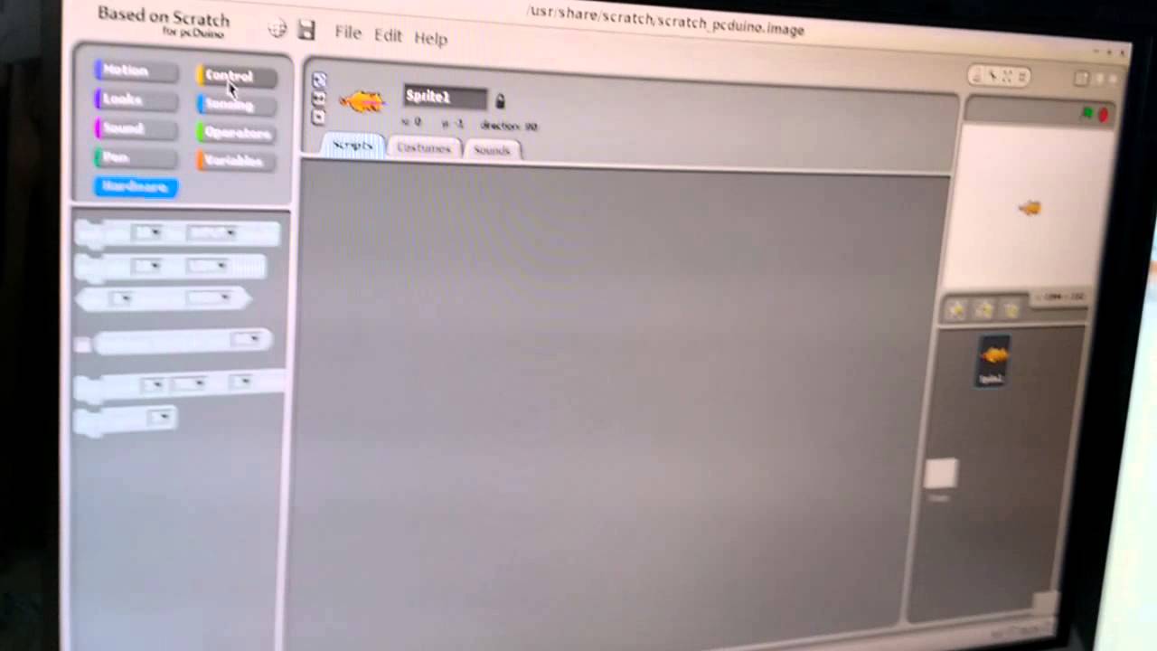 Using button to control LED ( Scratch for pcDuino) - YouTube