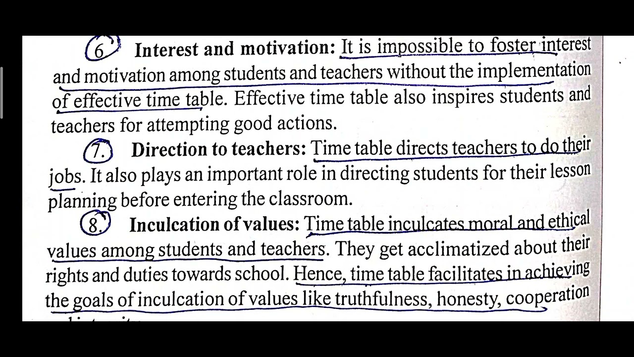 Advantages or Benefits of Time Table -School Management B.ed Sem-2 #pup ...