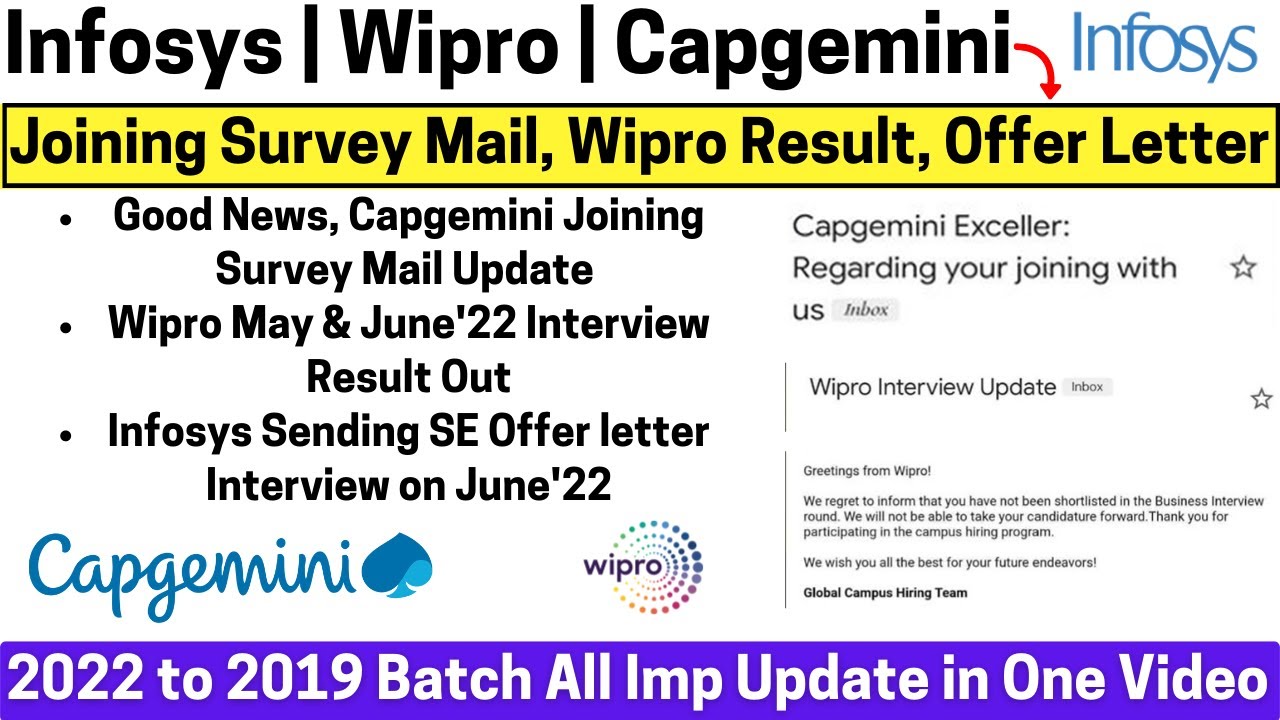 Capgemini Joining Survey Mail Update | Wipro Interview Result Out ...