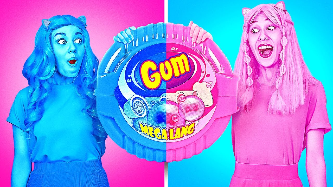 DESAFÍO DE COMIDA ROSA VS. AZUL | ¡Comiendo un solo color durante 24 ...