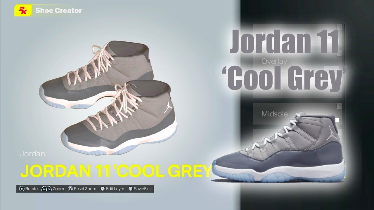 NBA 2K25 Shoe Creator - Jordan 11 Cool Grey - YouTube
