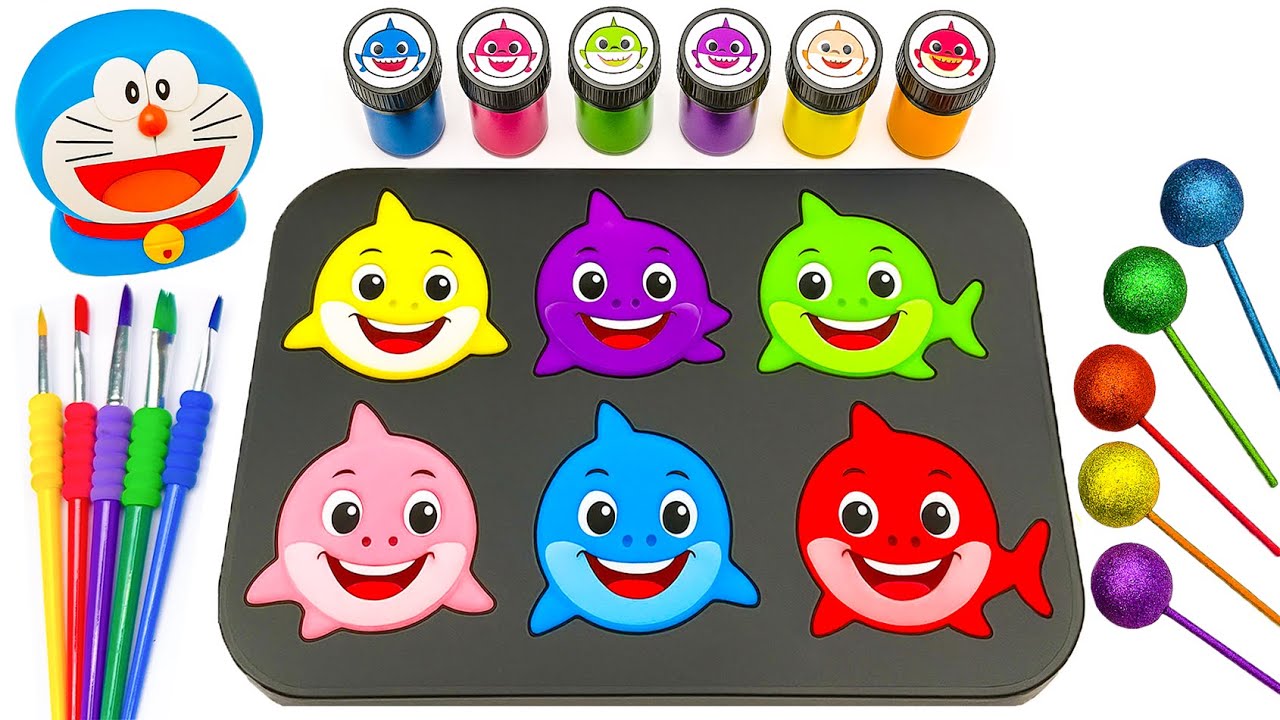 Fun Baby Shark Slime 🦈 | DIY How To Make 6 Baby Shark Slime from ...