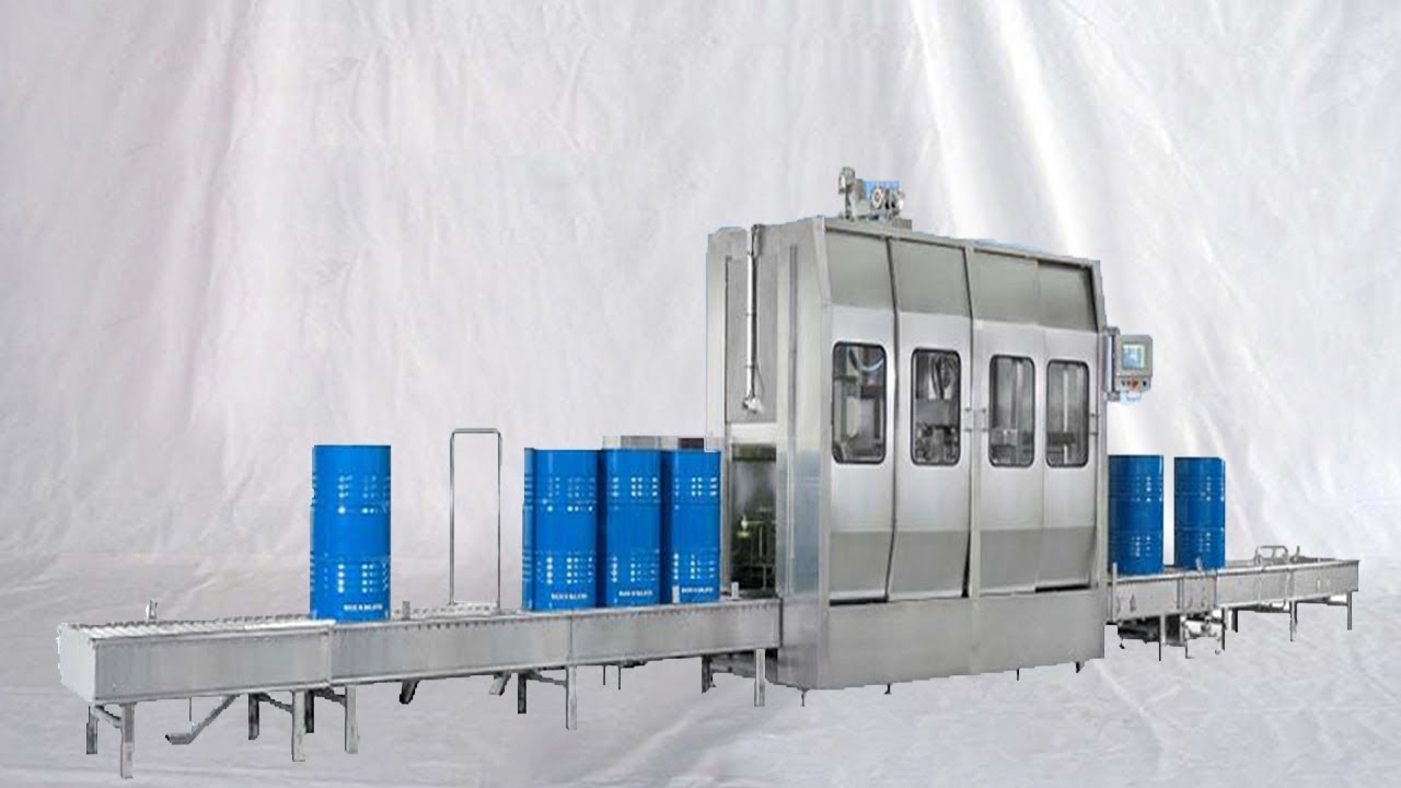 automatic 200L oil bucket drum filling 4 heads filler packaging line ...