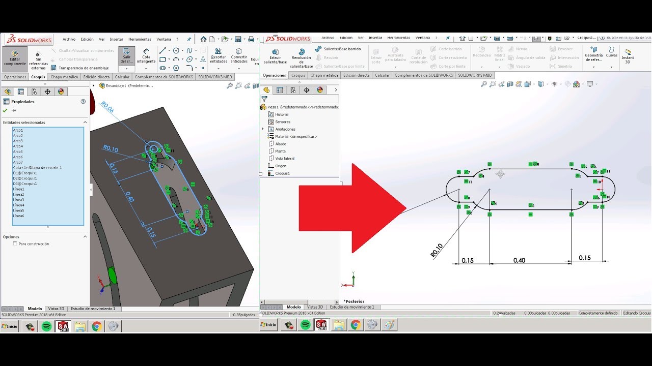 copiar CROQUIS a OTRO plano en Solidworks 2018 - YouTube