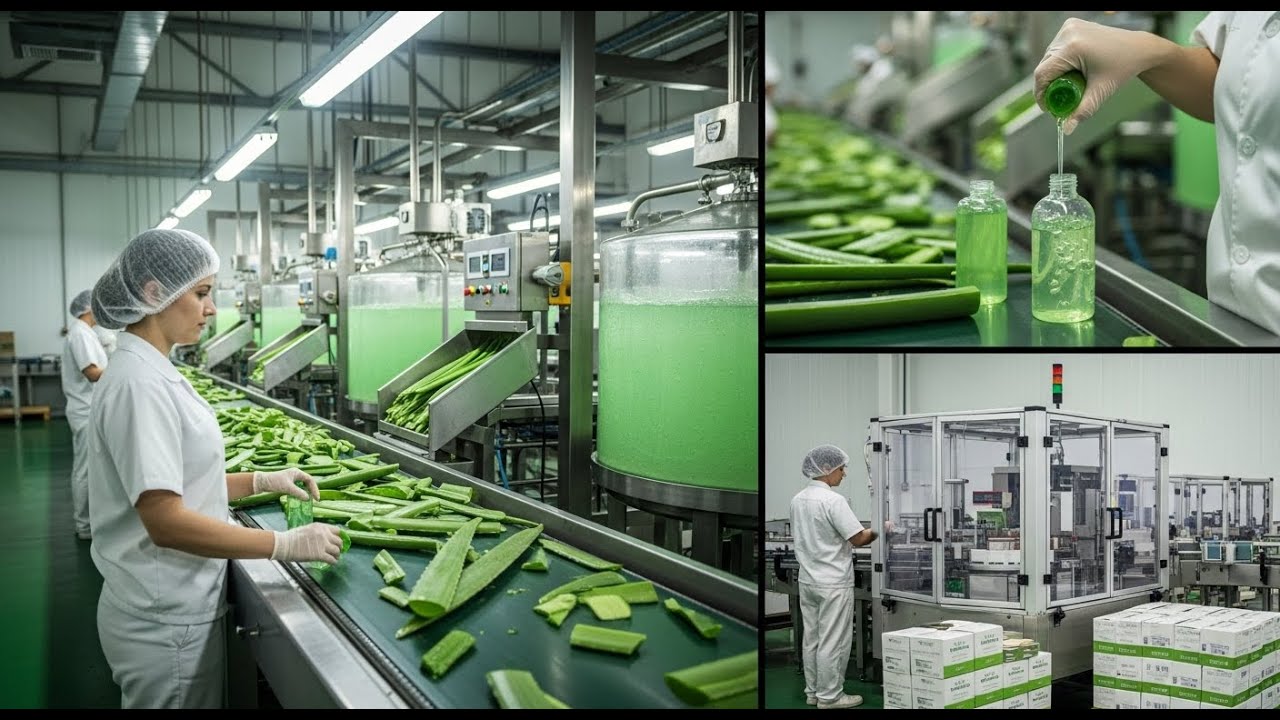 Inside the World's Largest Aloe Vera Gel Factory | How Aloe Vera Gel Is ...