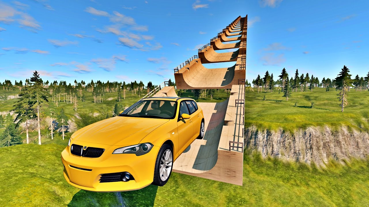 Giant Car vs Massive Ramp GTA5 in BeamNG.Drive - YouTube