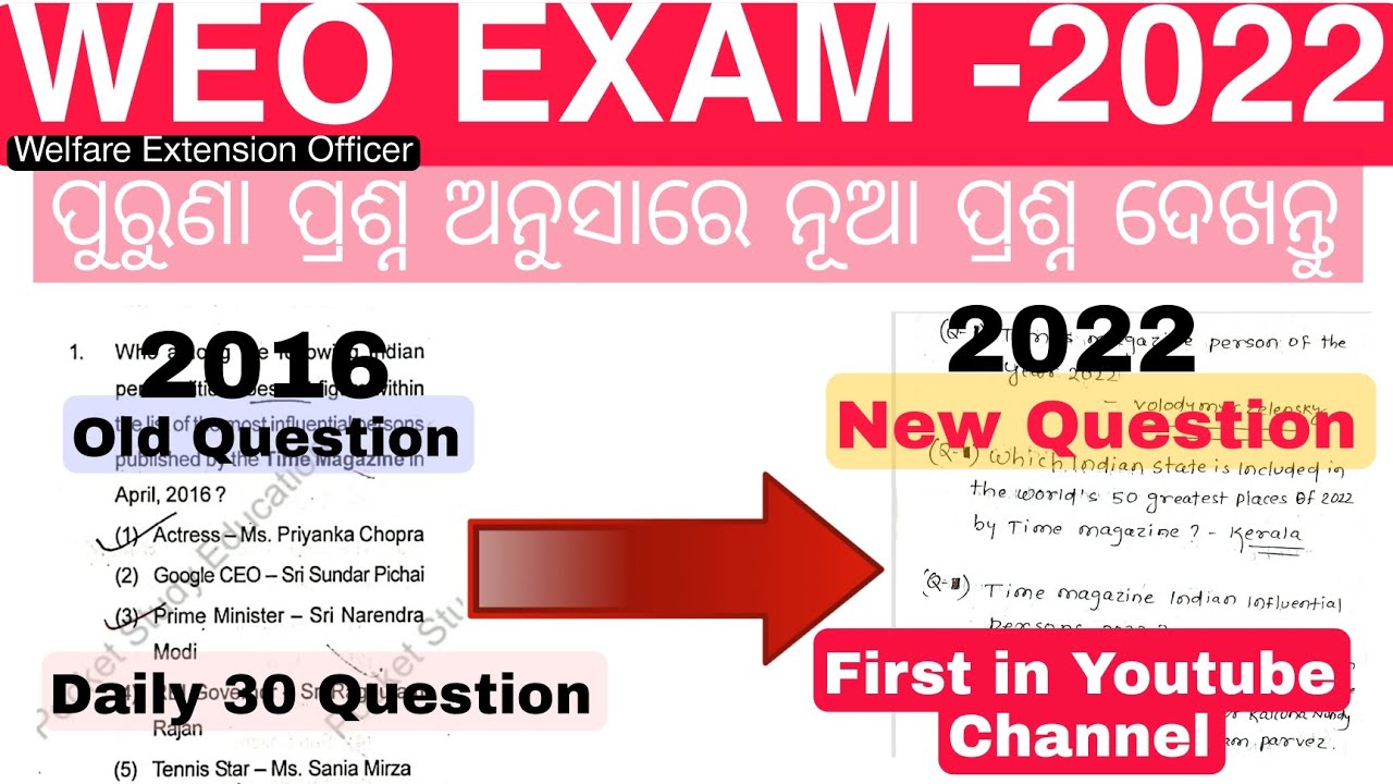 WEO EXAM 2022|Welfare Extension Officer Previous Year to New Question ...