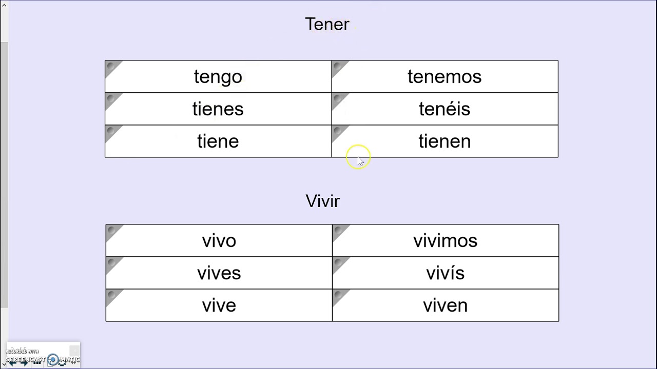 Tener y Vivir Conjugations Review - YouTube