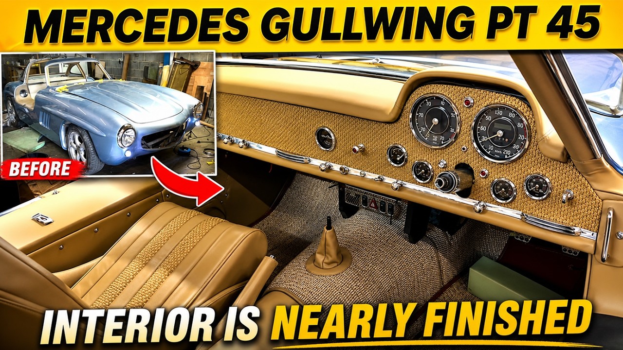 interior finishes to the mercedes gullwing 300sl - YouTube