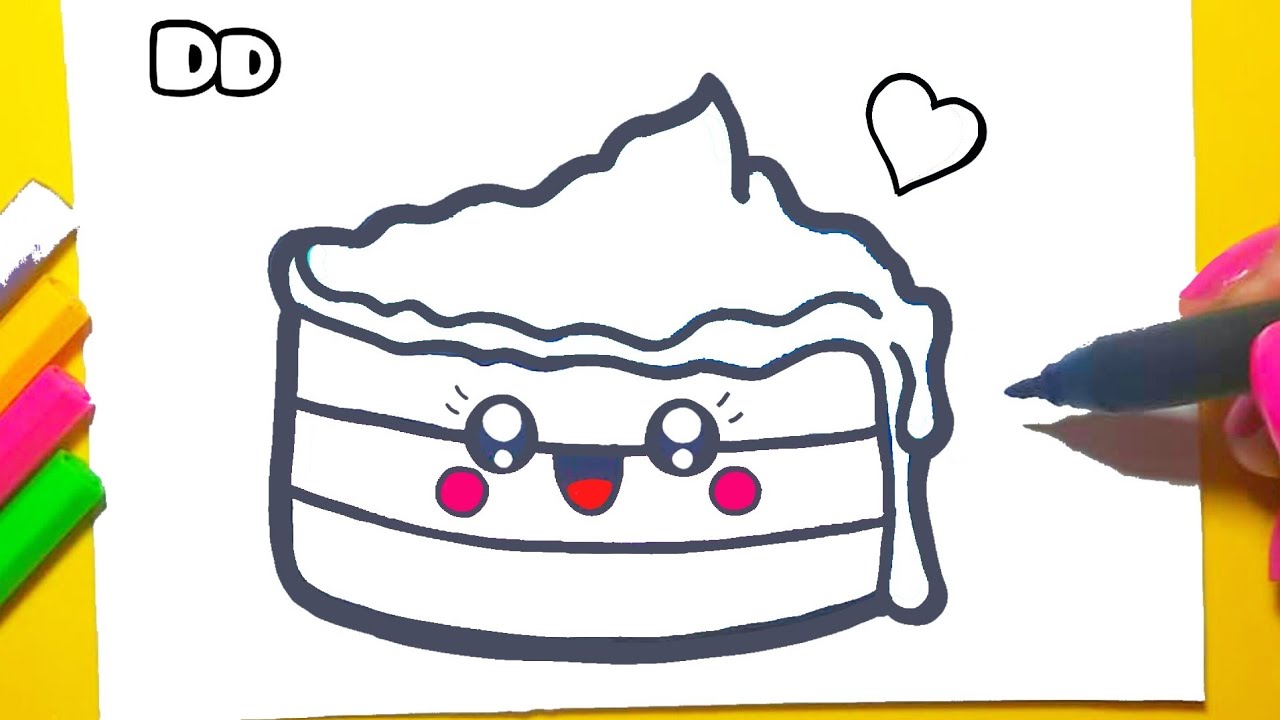 HOW TO DRAW A BEAUTIFUL SLICE OF KAWAII CAKE - YouTube