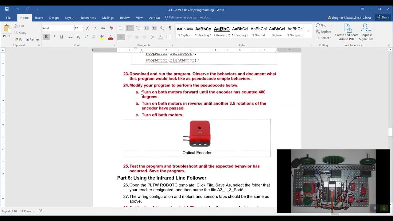 Activity 3.1.3 Basic Inputs Programming - Part 4 Using an Optical Encoder (VEX Cortex) - YouTube
