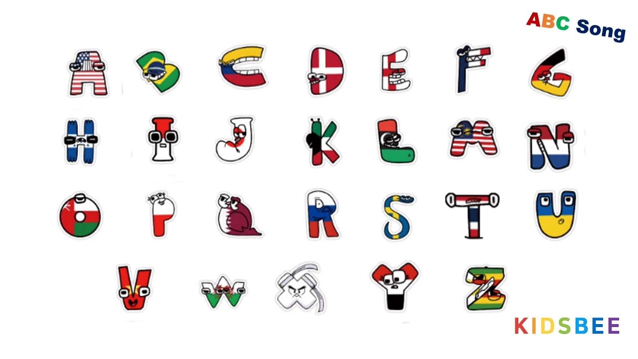 ABC Song | Alphabet Lore with Country flags | Nursery Rhymes for Kids ...