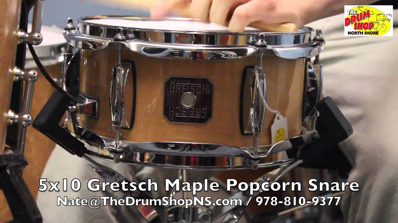 Gretsch Maple Popcorn Snare 5x10 - The Drum Shop North Shore - YouTube