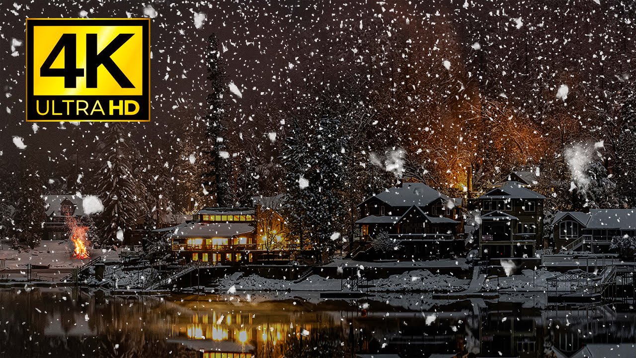 Blizzard in Village Shirakawa Japan | Snowfall and Campfire Sounds for ...