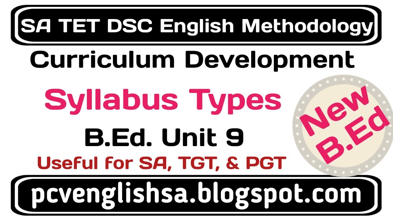 Curriculum 007 Syllabus Types I Unit 9 Curriculum Development I AP New SA English methodology ...
