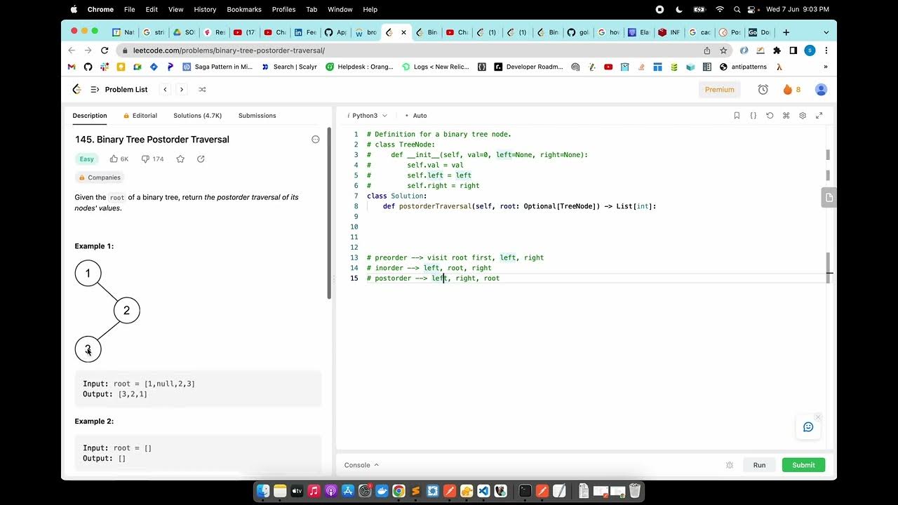 Leetcode 145 Binary Tree Postorder Traversal Youtube