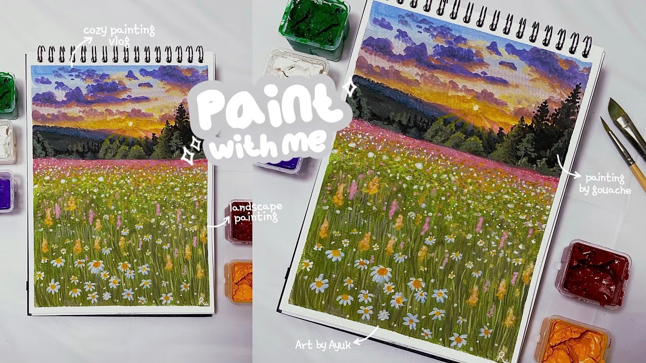 Paint with Me, Easy Gouache Landscape - YouTube
