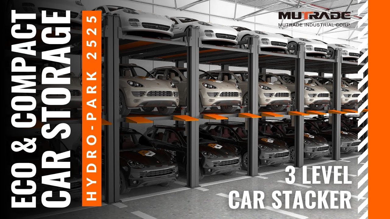 Mutrade Hydro-Park 2525: Space-Saving Car Storage with the Compact 3-Level Car Stacker - YouTube