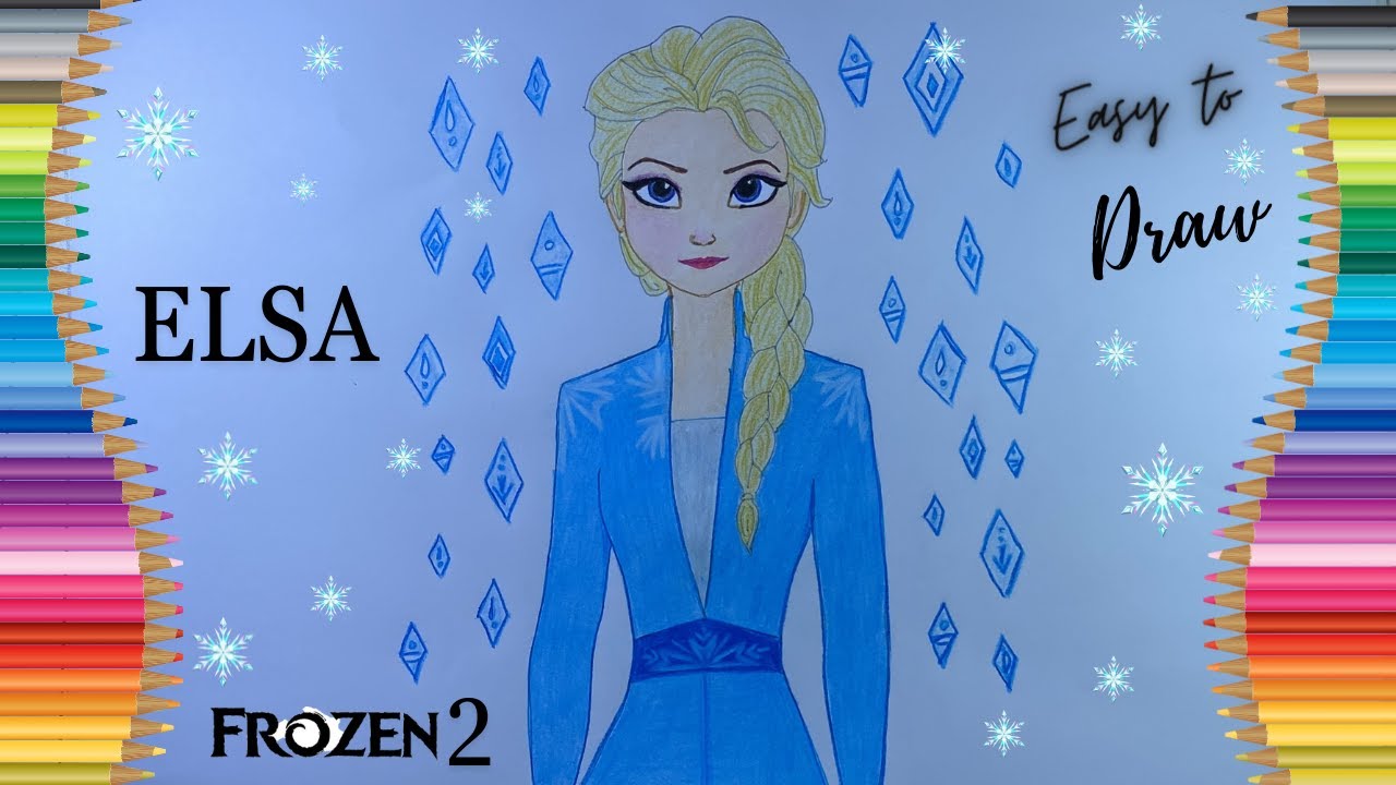How to draw Frozen 2 Elsa ?|| Elsa Princess drawing || Elsa in action ...