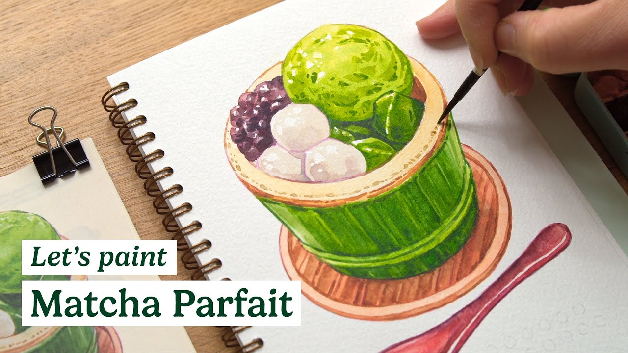 Let's Paint a Matcha Parfait - Watercolour Tutorial - YouTube