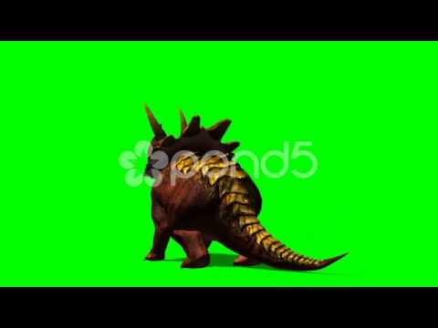 Triceratops Dinosaur Roars - Isloatet Green Screen Footage