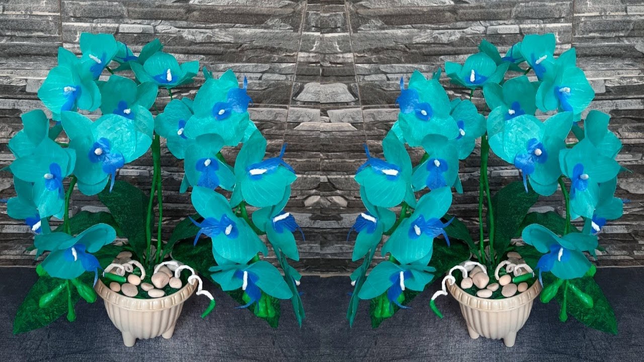 How to make Orchid Flower from plastic bag | bunga Anggrek dari plastik ...