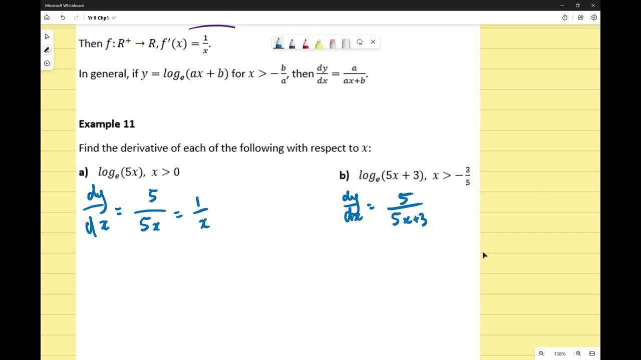 Ex 9 6 Differentiating Logarithmic Functions - YouTube