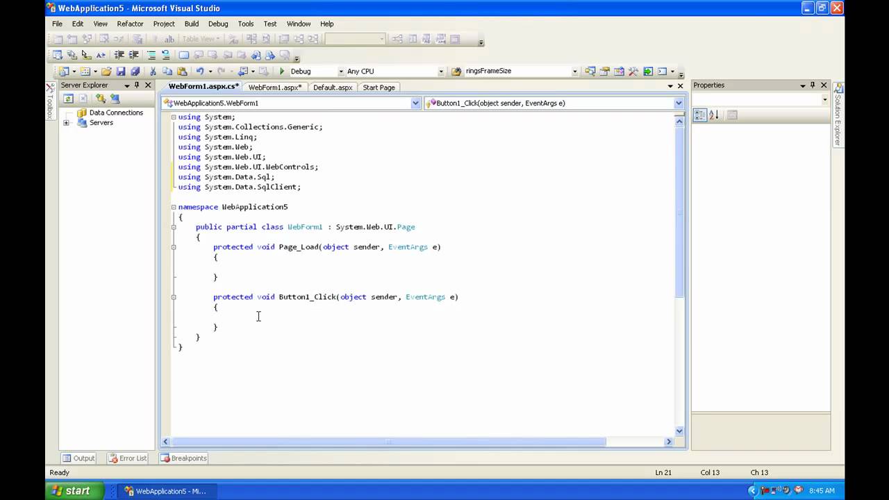 C Sharp Aspnet Tutorial 1 Connecting To A Sql Database Youtube 0966