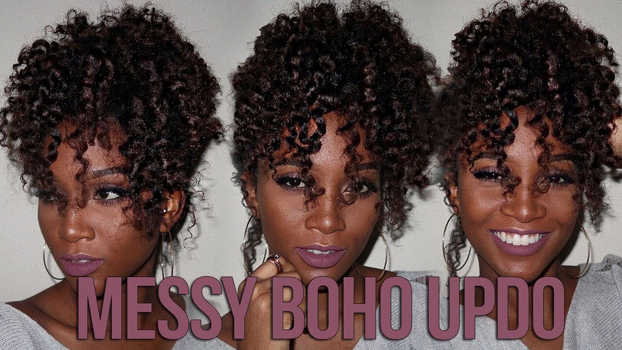 MESSY BOHO UPDO | NATURAL HAIR - YouTube