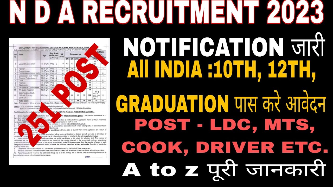 NDA Recruitment 2022 Notification Out || nda group c new vacancy जारी ...