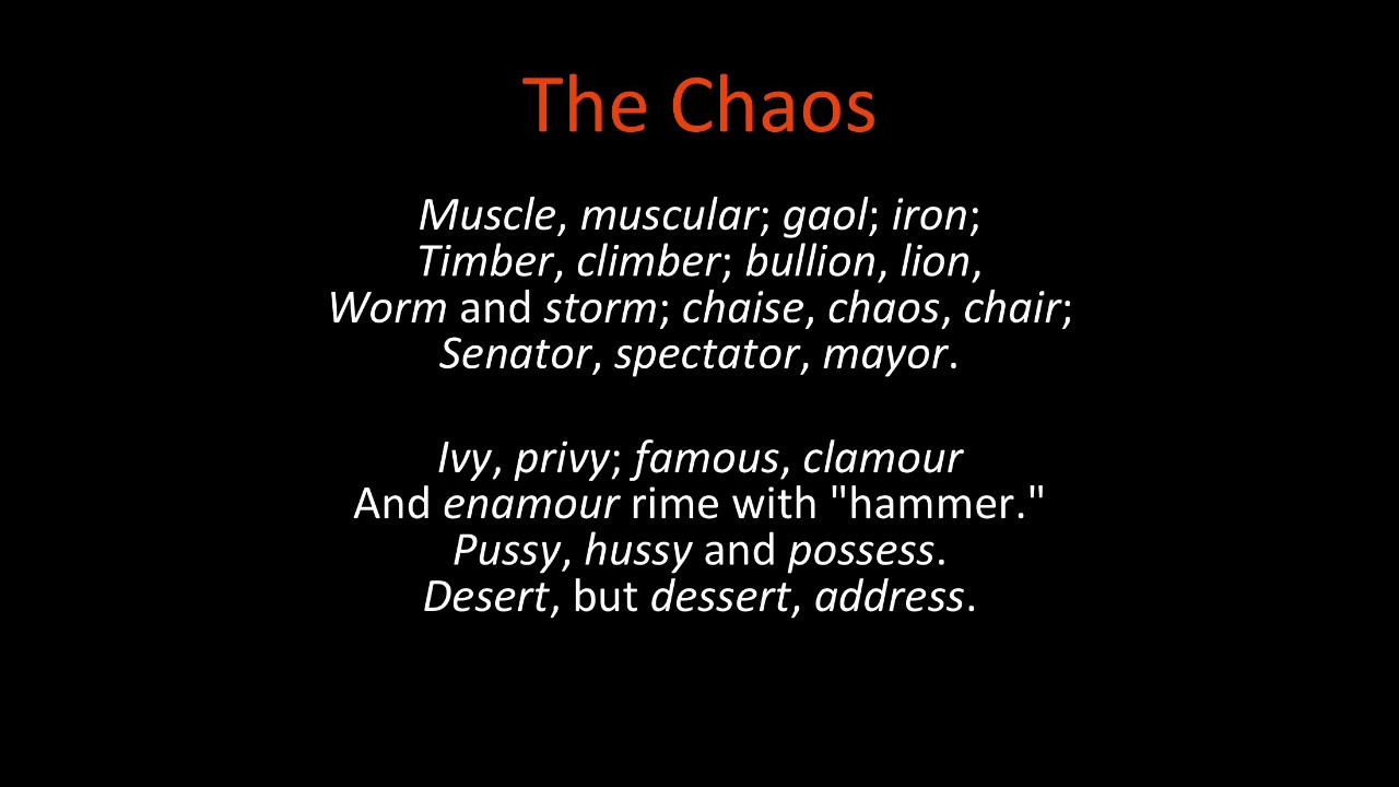 The Chaos (poem), by Gerard Nolst Trenite - YouTube