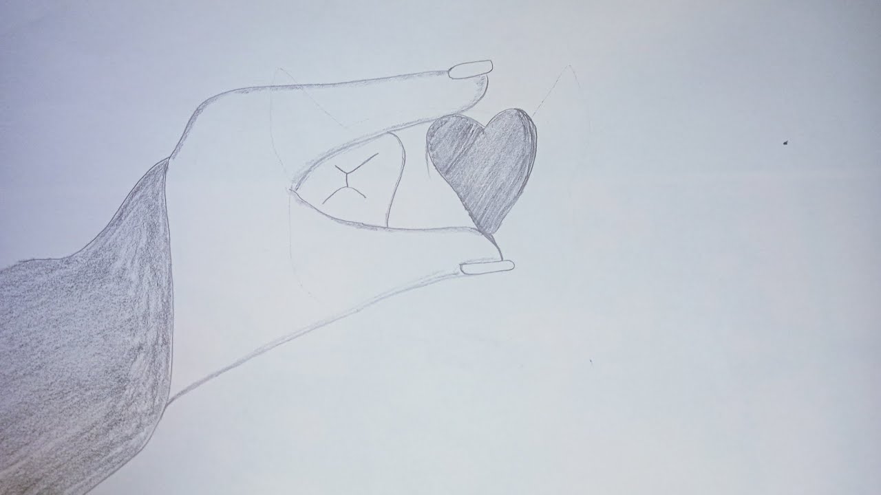 Normal sketch of hand and Heart ️ ️ # Normal pencil tutorial ️ ️ ️ ...