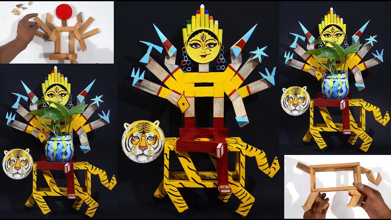 How to make maa durga murti/ Wooden Durga Devi Idol/festival 2020/Home ...