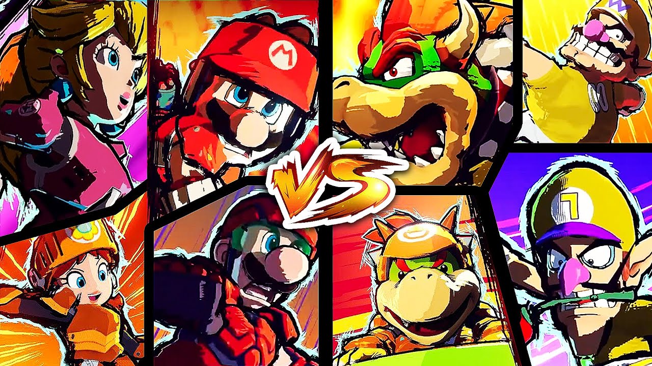 Mario Strikers Battle League - Team Mario VS. Team Bowser (4K) - YouTube