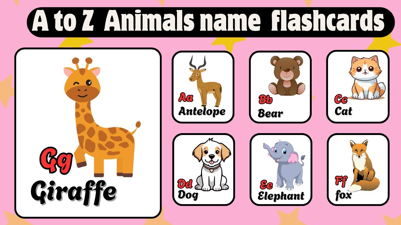 A to Z Animals for Kids 🐵🦁🐘 | Learn Animal Names with Flashcards! - YouTube