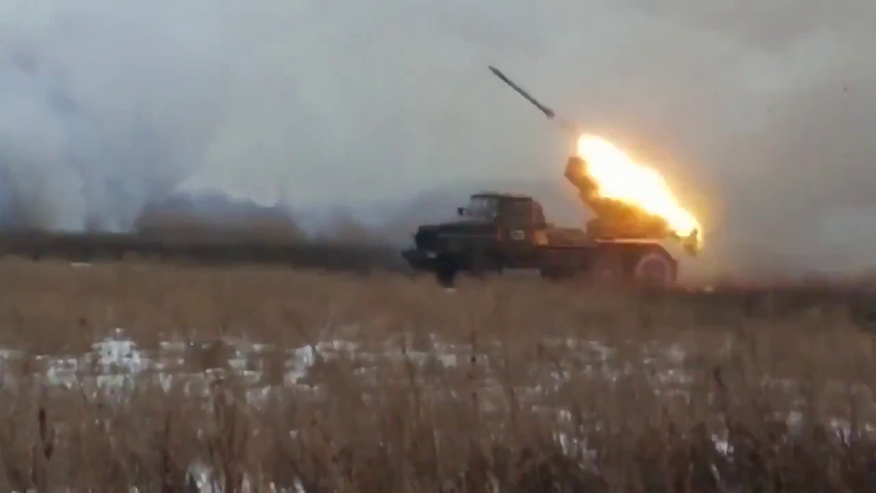 BM-21 Grad Rockets Firing in Donbass - YouTube
