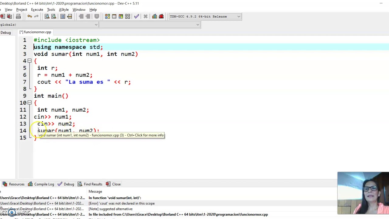 funciones en c++ si recibe no retorna - YouTube