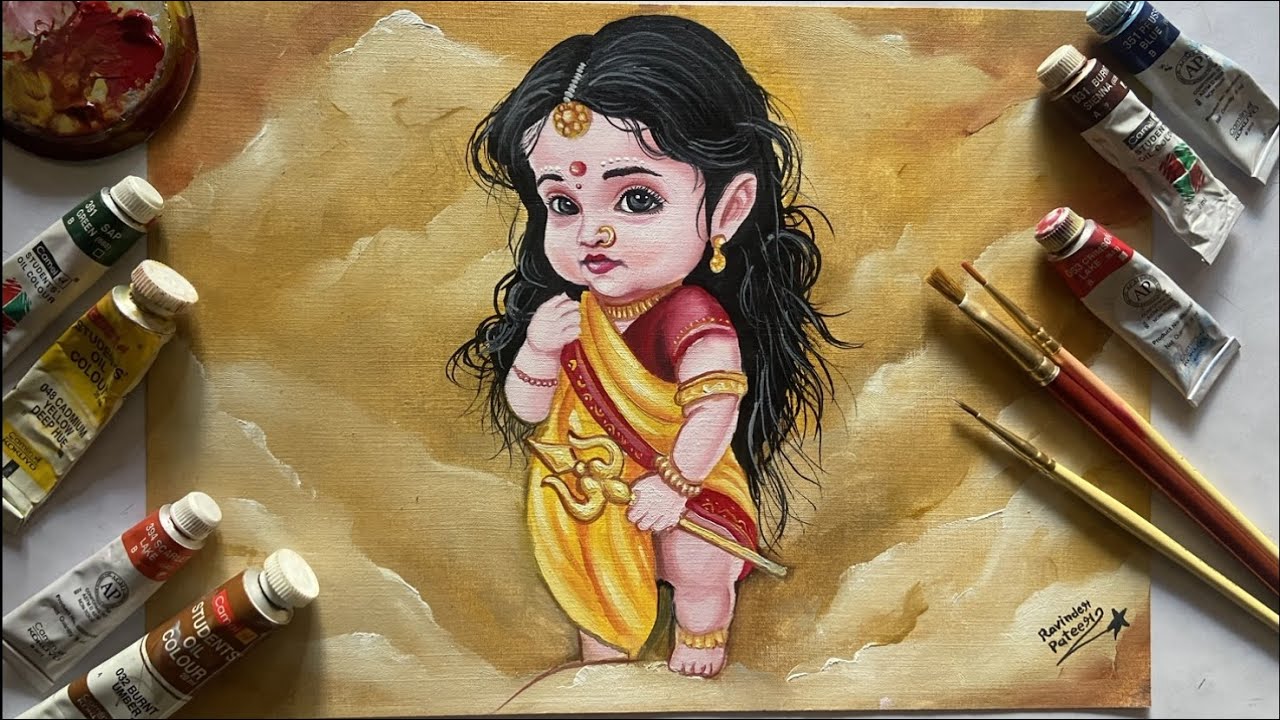 Cute Mata Rani painting | step by step easy and complete painting of ...