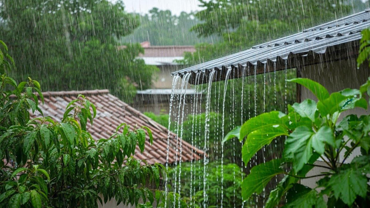 Heavy Rain Falling on Roof – Sleep Instantly with Real Tropical Rain ...