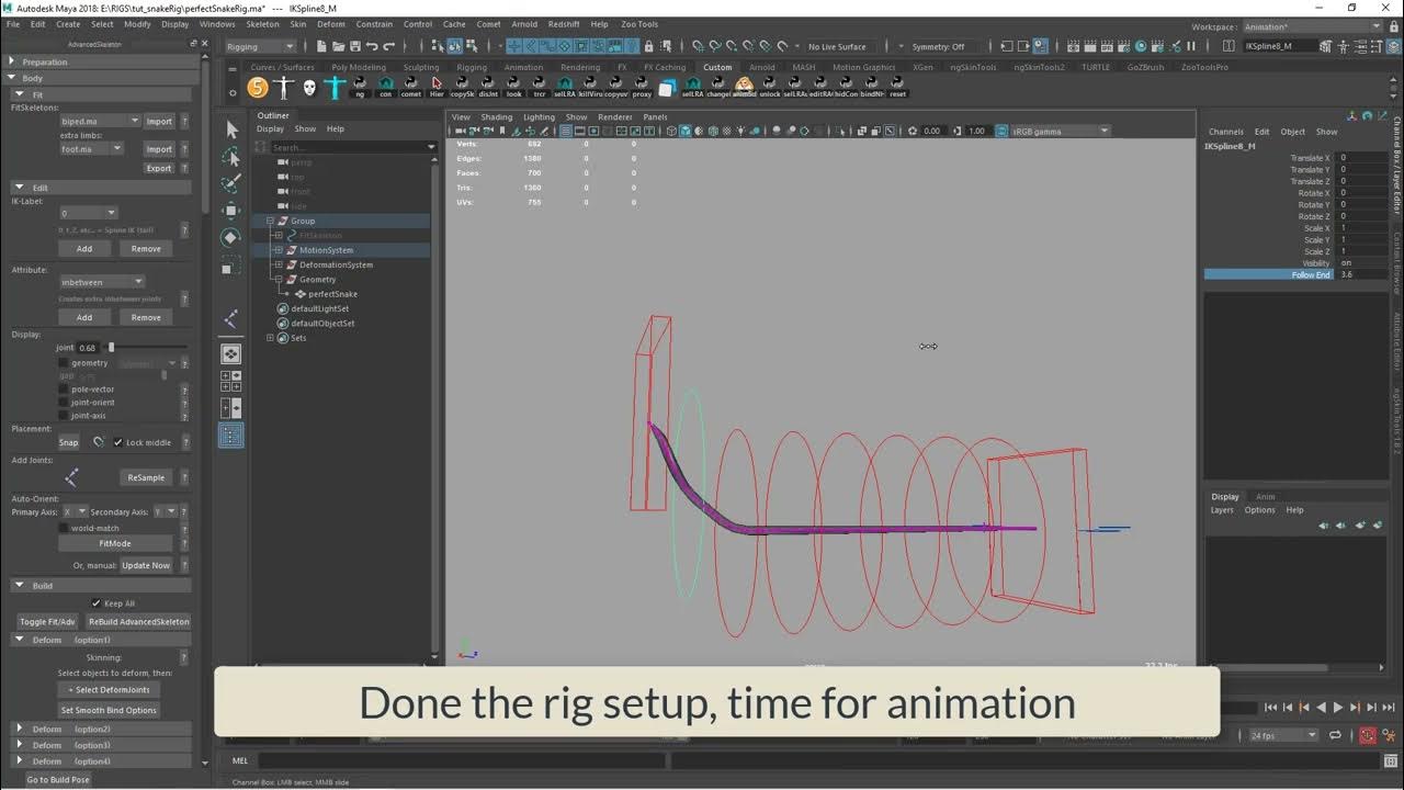 Snake rigging and animation in Maya using Advanced Skeleton - YouTube